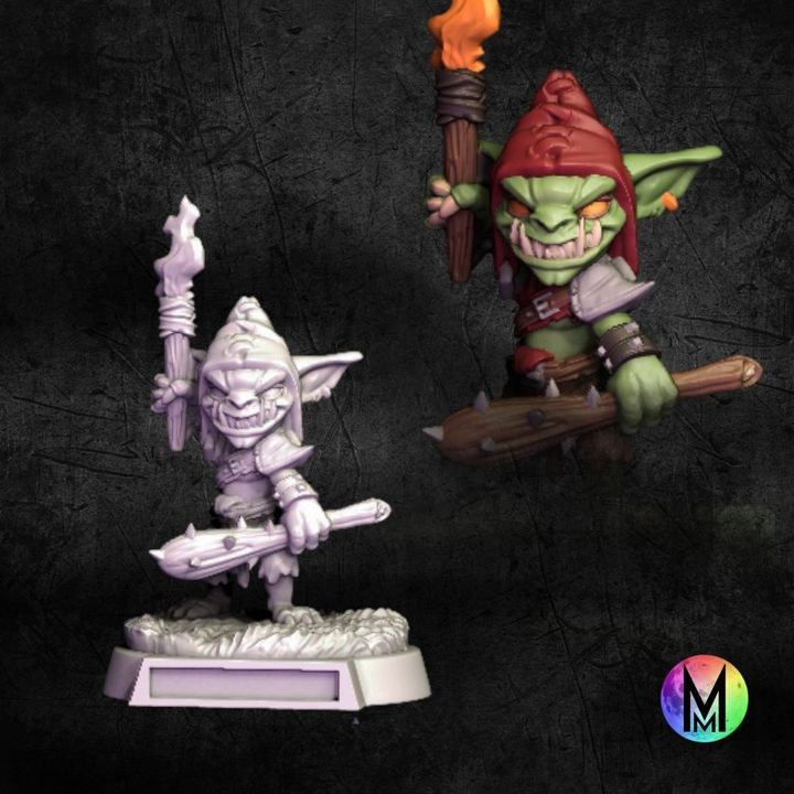 3D Printable Goblin infantry - Goblins with torches ( Set of 5 goblin torchmen, one page rules ...